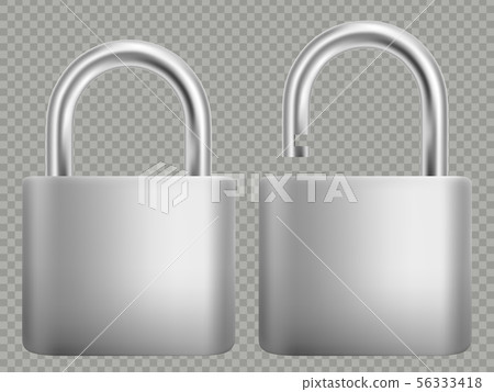 Padlock icon set. Steel and gold lock for... - Stock Illustration ...