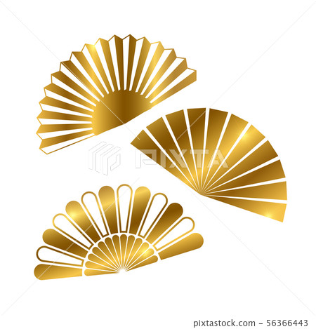 Golden hand fan isolated on white background - Stock Illustration ...