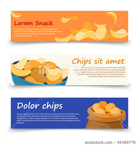 Snack banners template with potato chips - Stock Illustration [56369776 ...