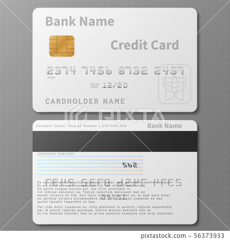 Realistic white bank credit card with chip... - Stock Illustration ...