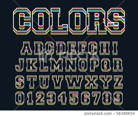 Colored lines alphabet template. Letters and - Stock Illustration ...