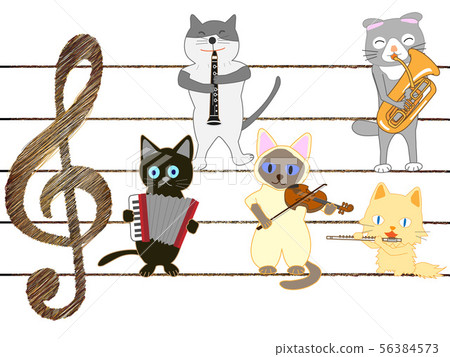 Cat concert. A cat sings or plays a musical... - Stock Illustration ...