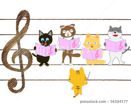 Cat concert. A cat sings or plays a musical... - Stock Illustration ...