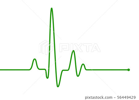 Green heart pulse line on white. - Stock Illustration [56449429] - PIXTA