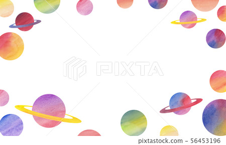 Hand drawn watercolor texture planet frame - Stock Illustration ...