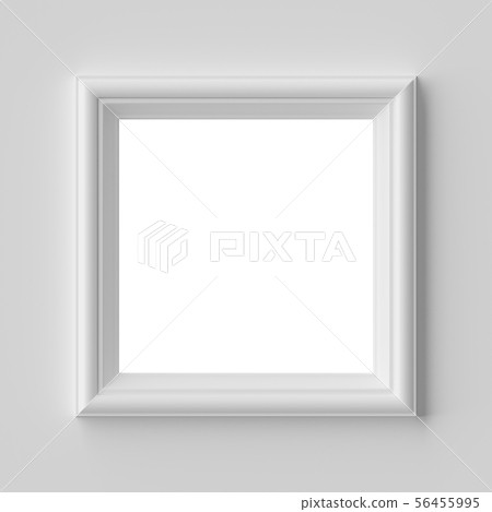 White square frame for photo on white wall with - Stock Illustration ...