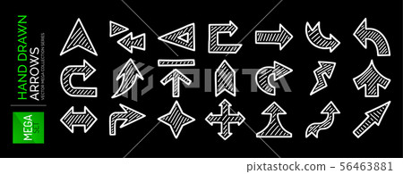 Mega set of hand drawn arrows. Direction,... - Stock Illustration ...