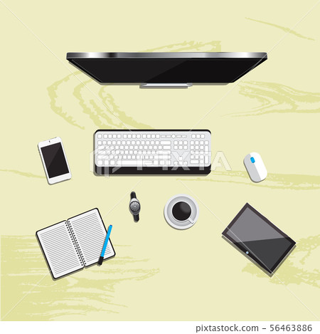 Table working business meeting high angle view - Stock Illustration ...