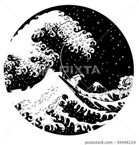 Spaceman surfing great wave - Stock Illustration [56496129] - PIXTA