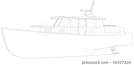 Ships, boats Wire-frame on white background.... - Stock Illustration ...