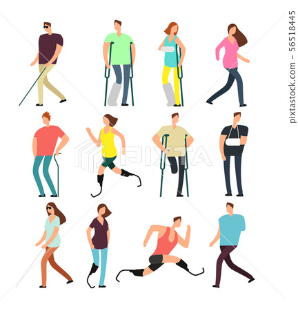 Disabled persons vector cartoon characters set.... - Stock Illustration ...