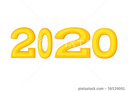 Cartoon yellow 2020 various width text characters - Stock Illustration ...