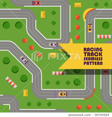 Racing track curved road, car sport seamless... - Stock Illustration ...
