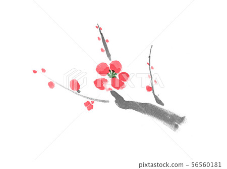 Beautiful ume plum blossom Japanese style... - Stock Illustration ...