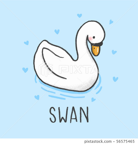 Swan cartoon hand drawn style - Stock Illustration [56575465] - PIXTA