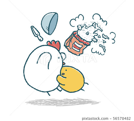 Loose chickens are hugged by chicks and spilled... - Stock Illustration ...