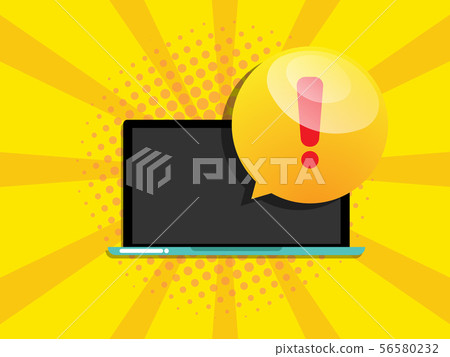 laptop with alert, notification, attention message - Stock Illustration ...