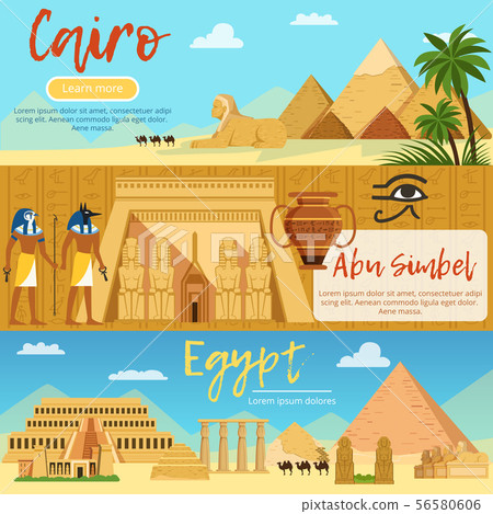 Horizontal banners of egypt landscape. Vector... - Stock Illustration ...
