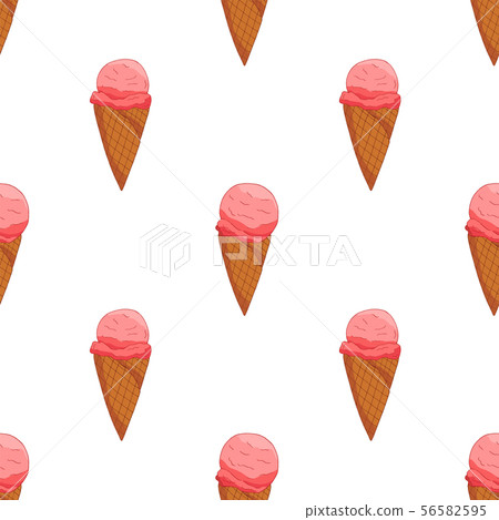 Pink strawberry Ice cream seamless pattern. - Stock Illustration ...