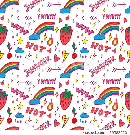 Summer pop art seamless pattern - Stock Illustration [56582950] - PIXTA