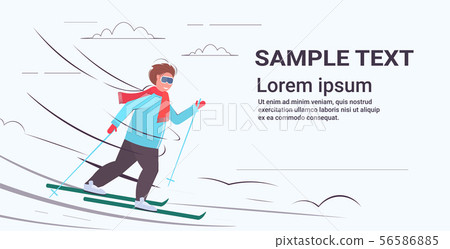 fat obese skier man sliding down overweight guy... - Stock Illustration ...