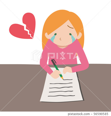 Scared letter horizontal writing girl - Stock Illustration [56590585 ...