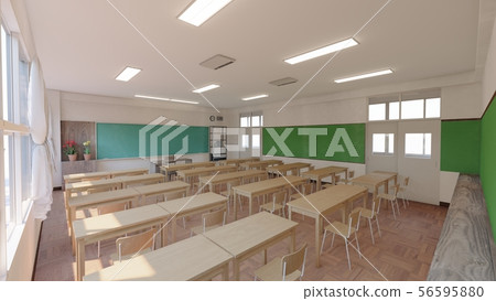 Elementary School Classroom No People... - Stock Illustration [56595880 ...