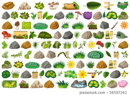 Set of isolated objects theme - nature - Stock Illustration [56597261 ...