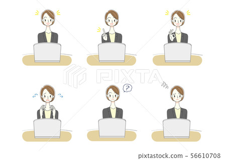 Female business PC facial expression - Stock Illustration [56610708 ...