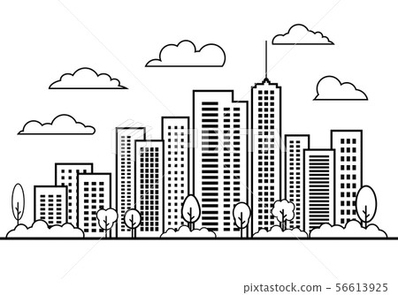 Line building landscape design elements set, City - Stock Illustration ...