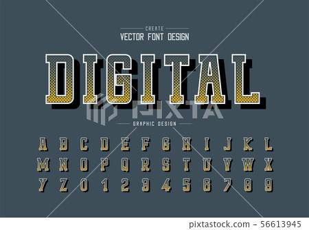 Halftone font and alphabet vector, Digital - Stock Illustration ...