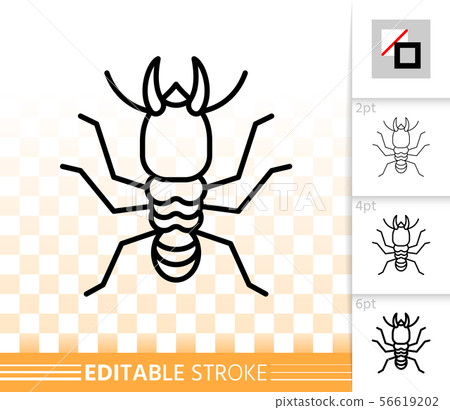 Termite simple black line insect bug vector icon - Stock Illustration ...