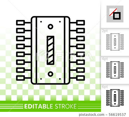 Microchip circuit simple black line vector icon - Stock Illustration [56619537] - PIXTA