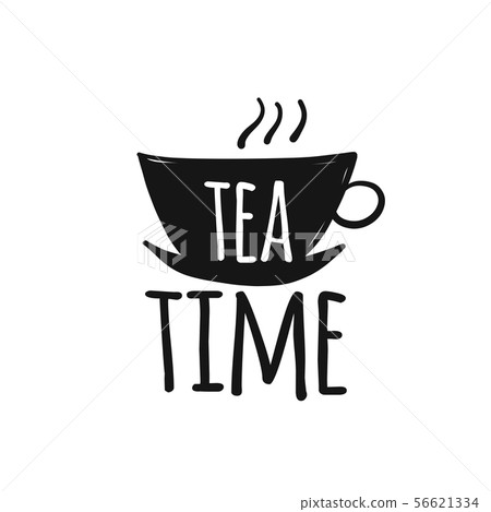 Tea time logo, black silhouette for your design - Stock Illustration ...