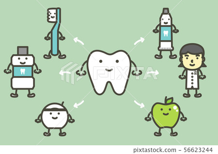 set of good for teeth, tooth and best friends - Stock Illustration ...