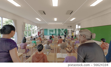 Elementary school classroom visit class... - Stock Illustration ...