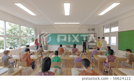 Elementary School Class Visiting Class... - Stock Illustration ...