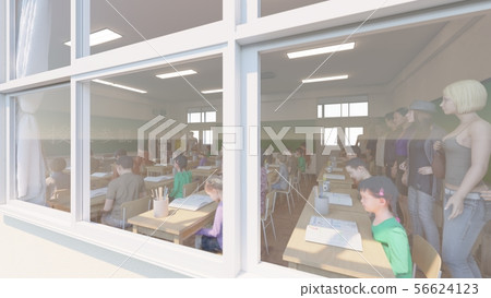 Elementary School Class Visiting Class... - Stock Illustration ...