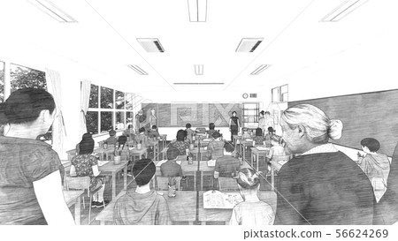 Elementary School Class Visiting Class... - Stock Illustration ...
