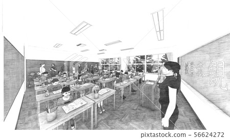 Elementary School Class Visiting Class... - Stock Illustration ...