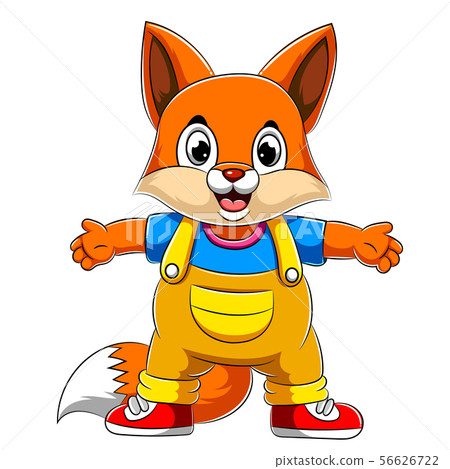 Cartoon happy fox with waving hand - Stock Illustration [56626722] - PIXTA