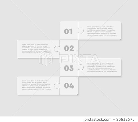 Four pieces puzzle rectangles line info graphic. - Stock Illustration ...