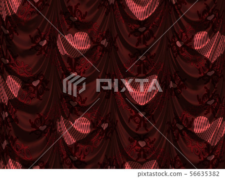 Red curtain with heart pattern - Stock Illustration [56635382] - PIXTA