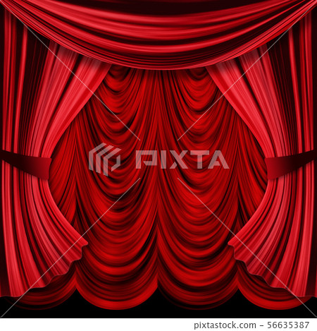 Realistic red curtains - Stock Illustration [56635387] - PIXTA