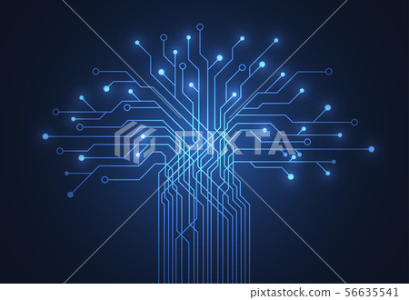 Abstract background with technology tree circuit - Stock Illustration ...