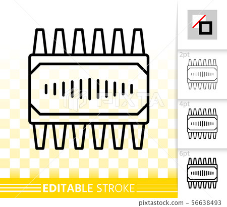 Microchip circuit simple black line vector icon - Stock Illustration [56638493] - PIXTA