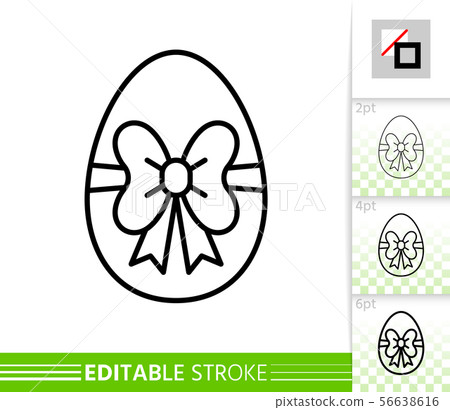 Easter egg bow ribbon simple thin line vector icon - Stock Illustration ...