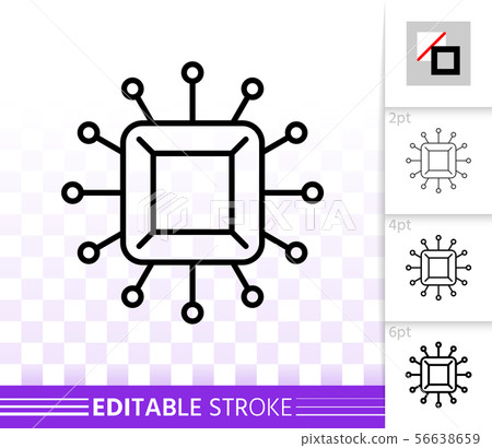Microchip circuit simple black line vector icon - Stock Illustration [56638659] - PIXTA