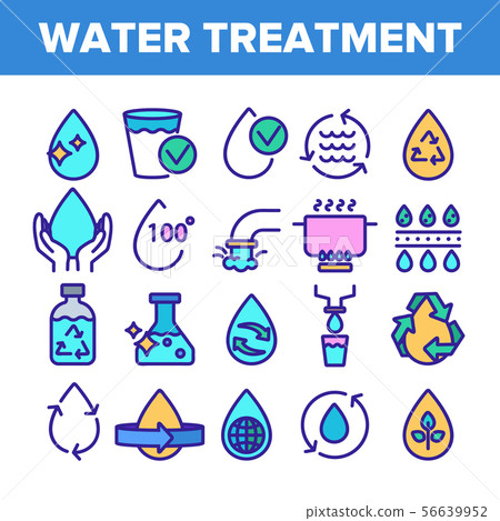 Color Water Treatment Signs Icons Set Vector - Stock Illustration ...