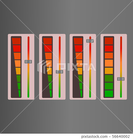 Volume slide bar from green to red with arrow and - Stock Illustration ...